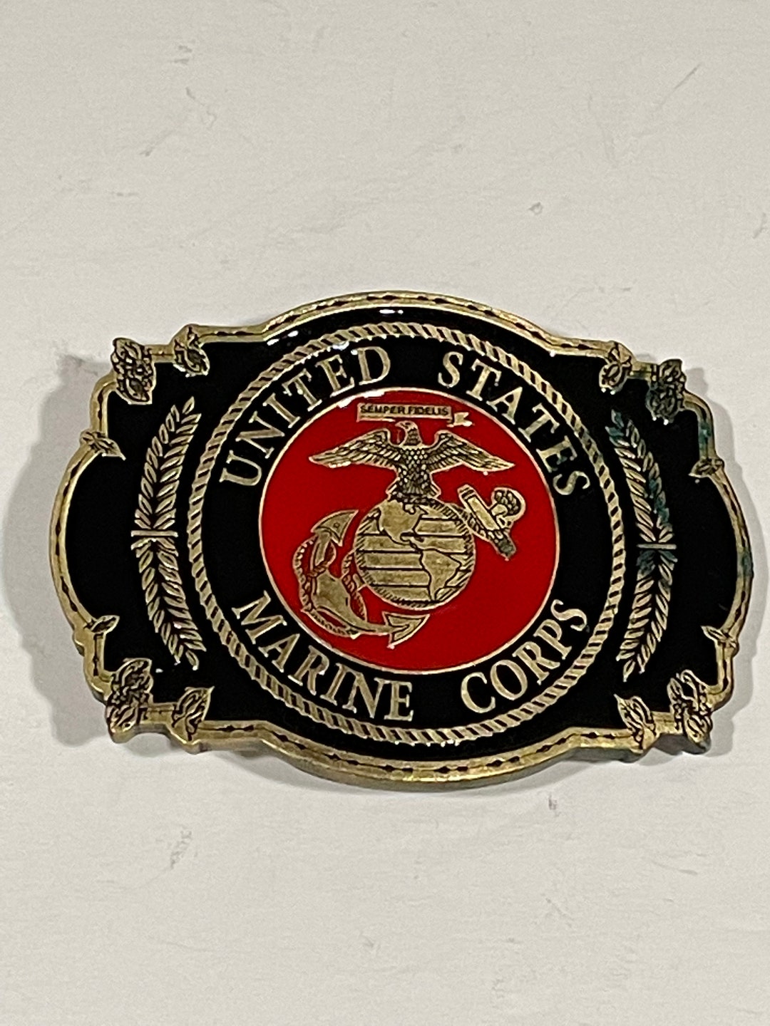 United States Marine Corps Enamel Brass Belt Buckle Made in USA 1999 ...