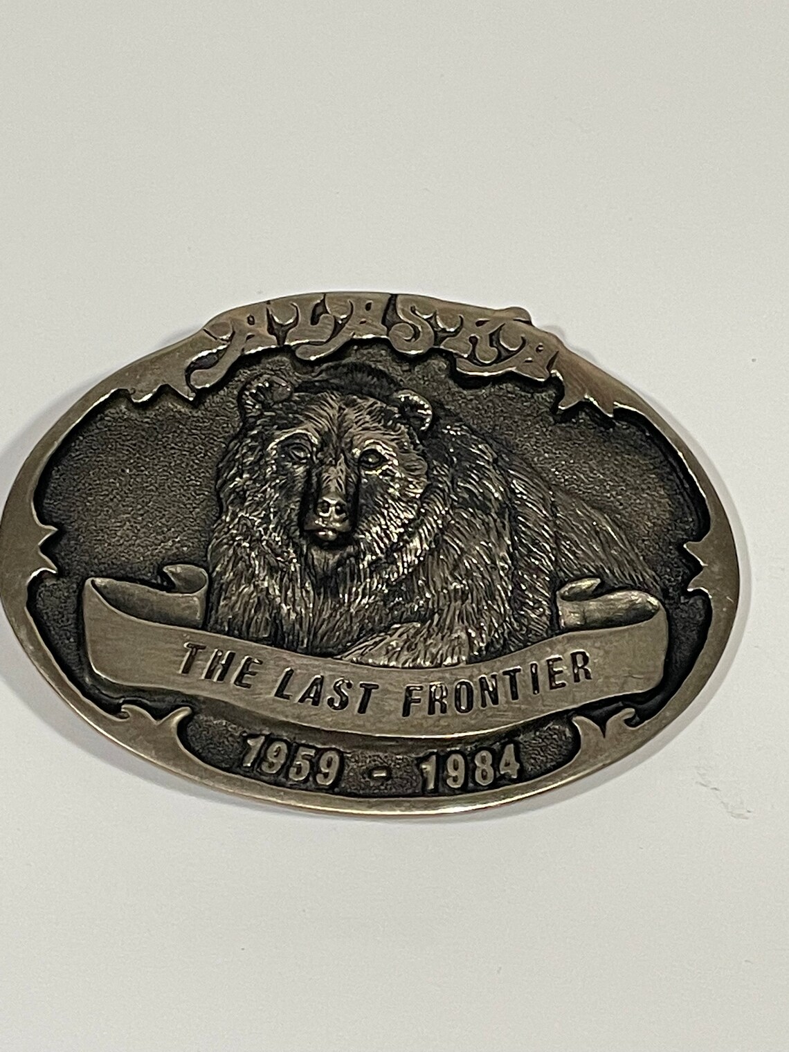 Alaska Bear the Last Frontier 1959-1984 Bronze Belt Buckle Hand Carved ...