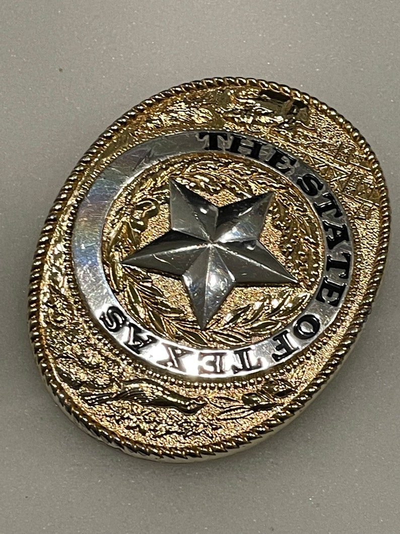 The State of TEXAS Gold Silver Color Solid Brass Belt Buckle Vintage ...