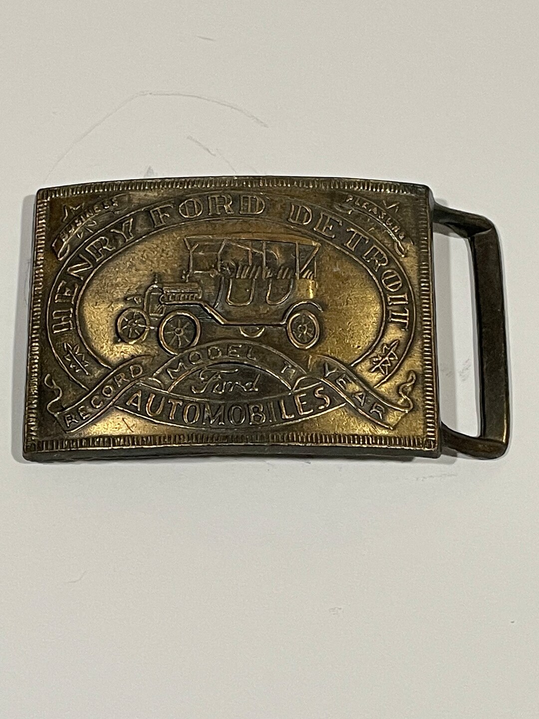 Henry Ford Detroit Automobiles Model T Brass Netal Belt Buckle VINTAGE ...
