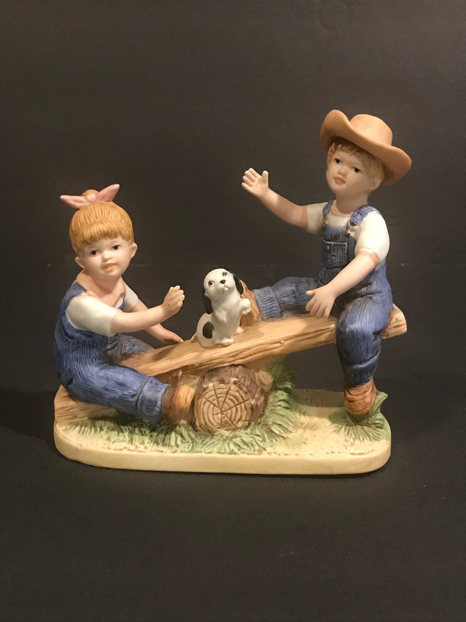HOMCO Denim Days Danny & Debbie Playtime Porcelain Figurine 1985 VINTAGE UNIQUE Rare - Etsy