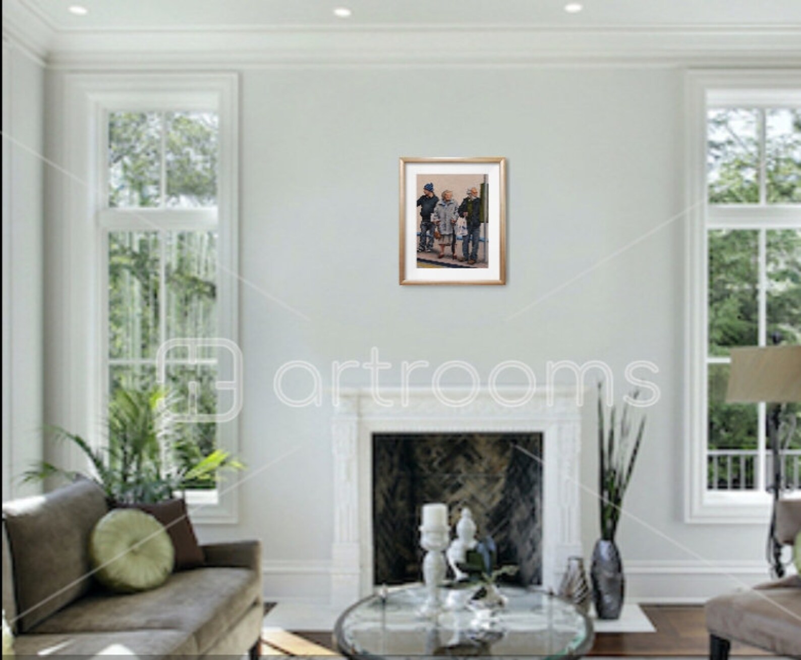 ORIGINAL Elderly Figures Bus Stop Portrait Oil Painting Canvas Wall Art ...