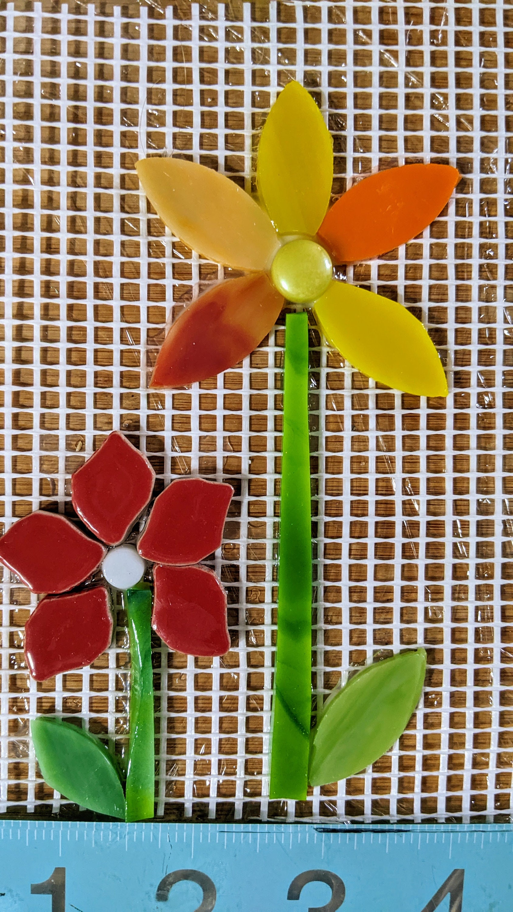 Hand Arranged Mosaic Flower Set Glue to Mesh Just Cut and Use in Your ...