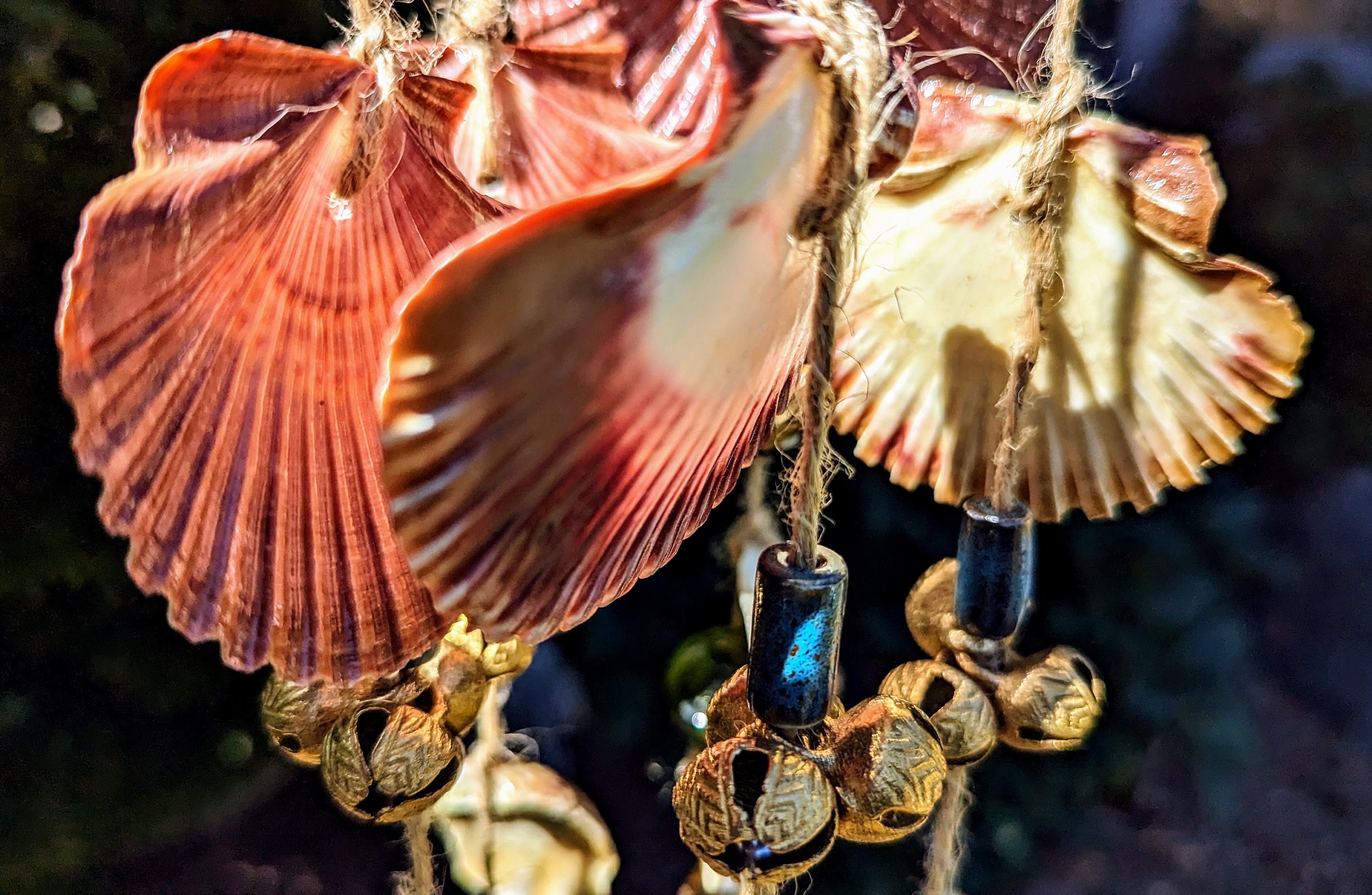 Beach Decor Handmade Sea Shell Driftwood Windchime Mobile Glass Beads ...