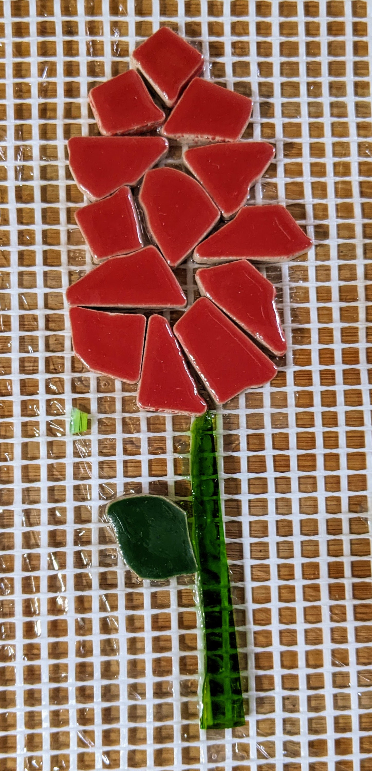 Hand Arranged Mosaic Flower Set Glue to Mesh Just Cut and Use in Your ...