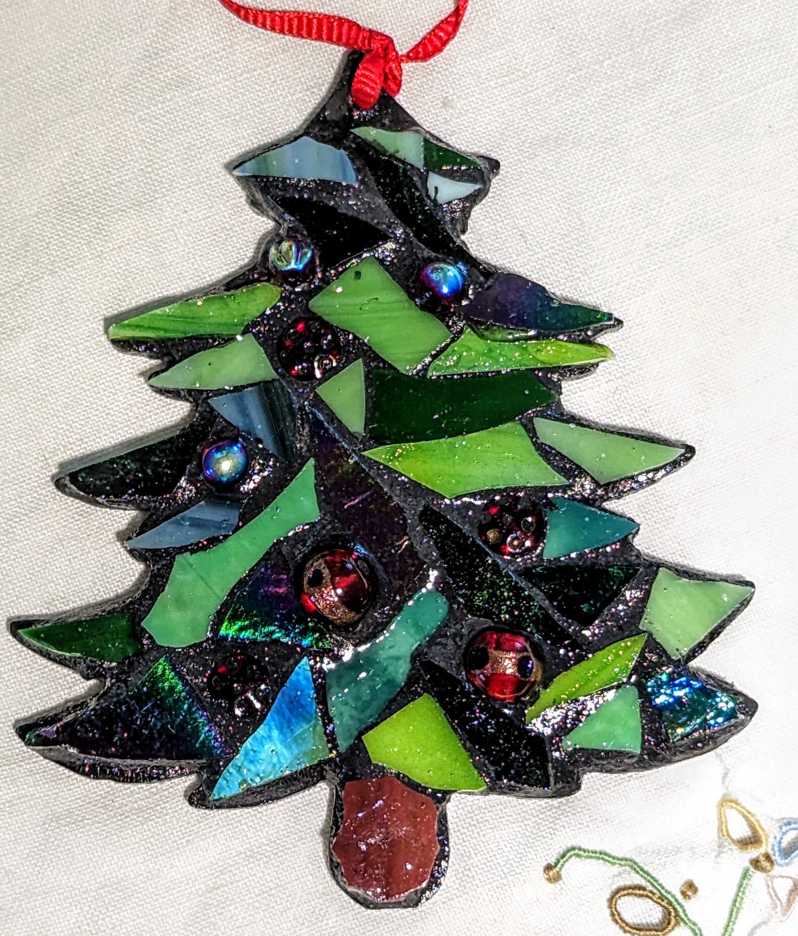 Stained Glass Mosaic Christmas Tree Ornament Handcrafted Christmas ... Stained Glass Mosaic Christmas Tree Ornament Handcrafted Christmas ...