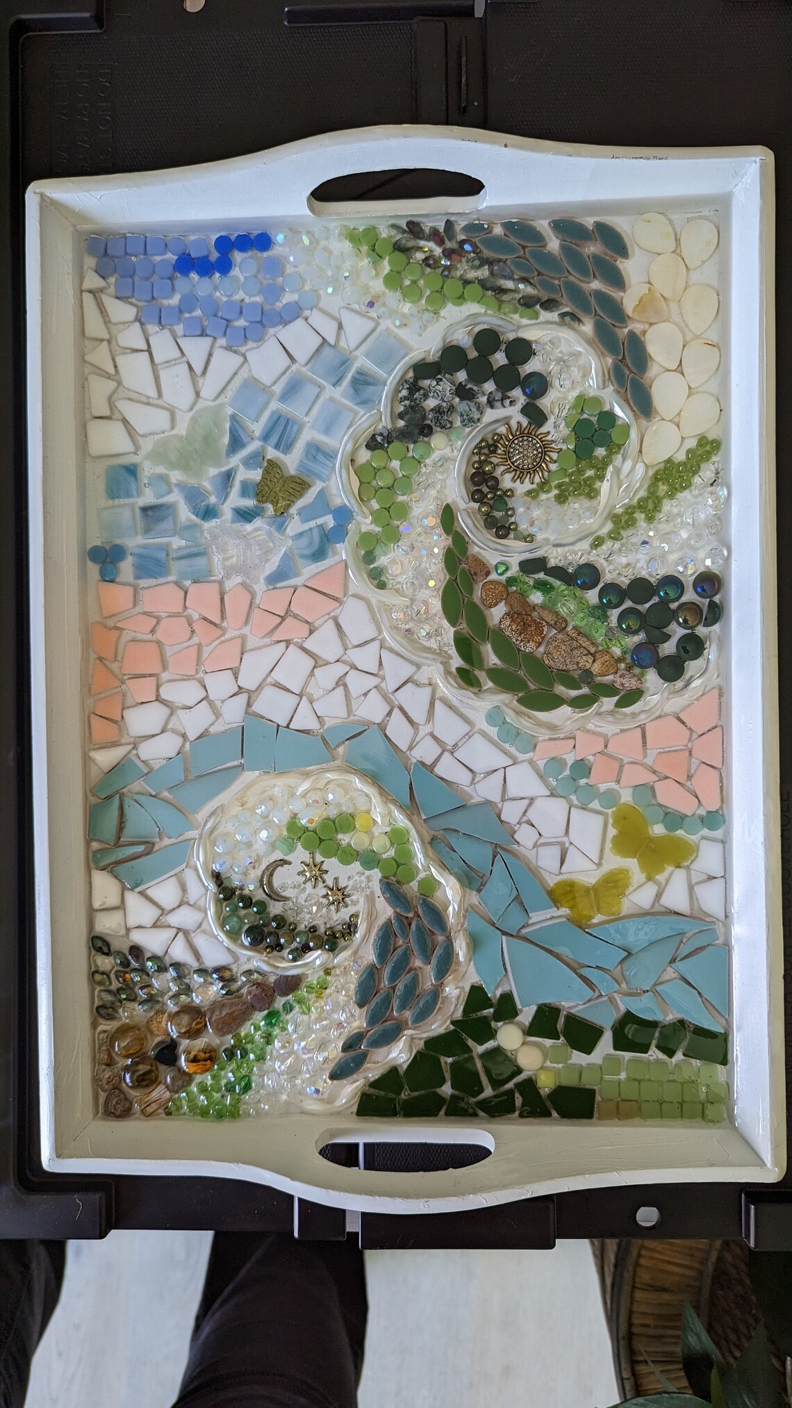 Handmade Mosaic Multi Media Ceramic Glass Gem Stones Bohemian Crystals ...