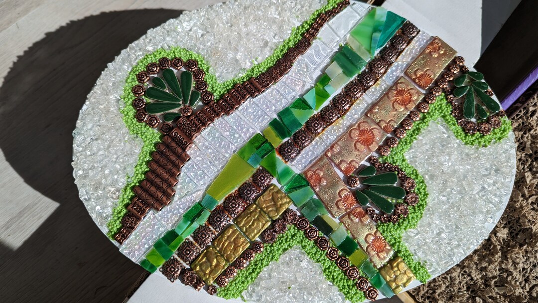 Multi Media Mosaic Quartz Chips, Beads, Handmade Tiles, Ceramic, Spring ...
