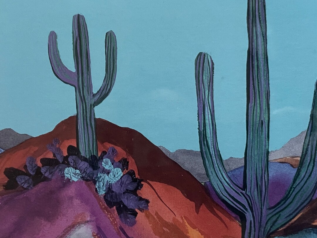 Painted Saguaros by Ann Hart Davis Cactus Trio Painted Sonoran Desert ...
