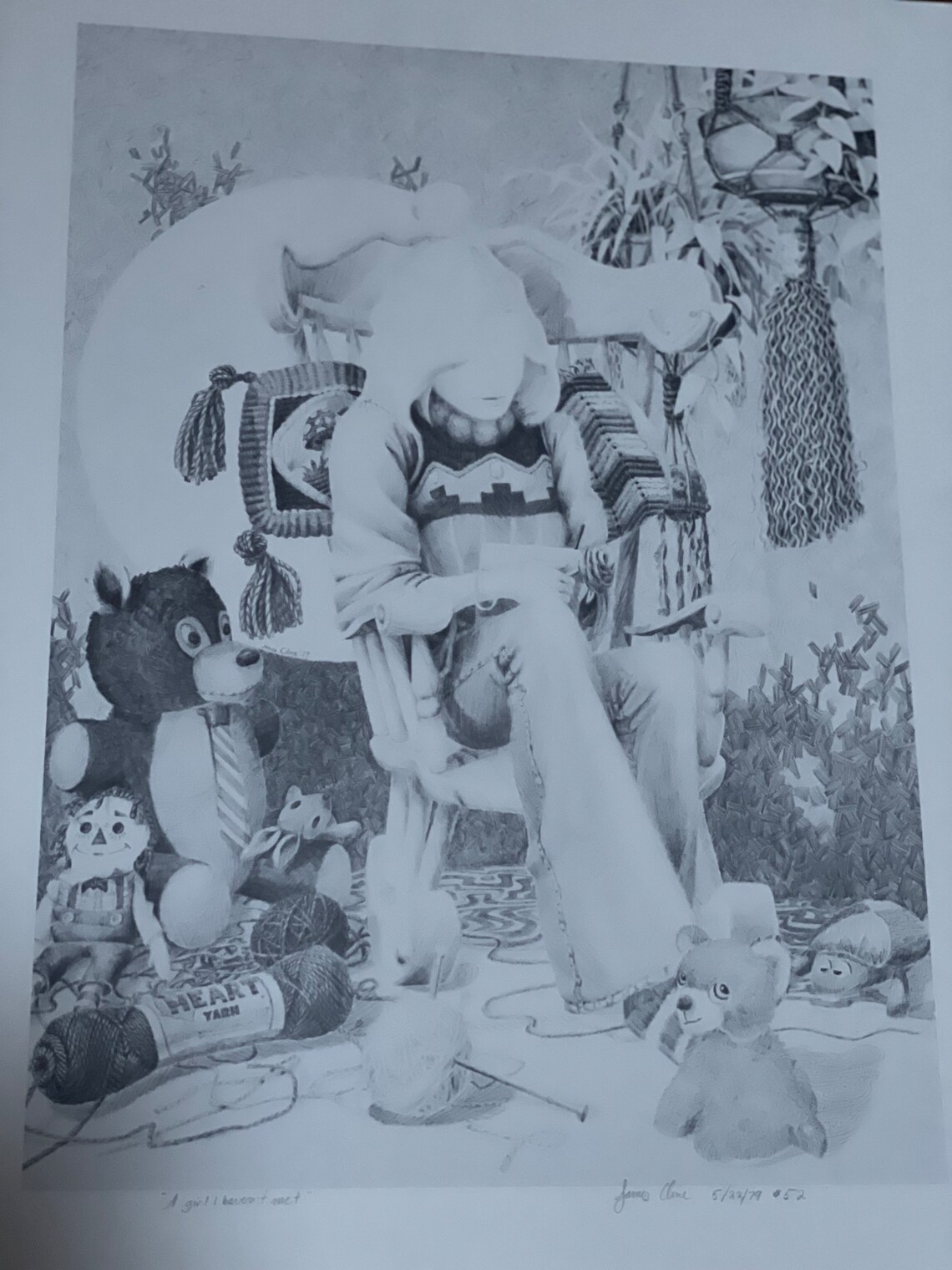 Girl I Haven't Met James Cline Albuquerque Pencil Artist 1980-70s - Etsy
