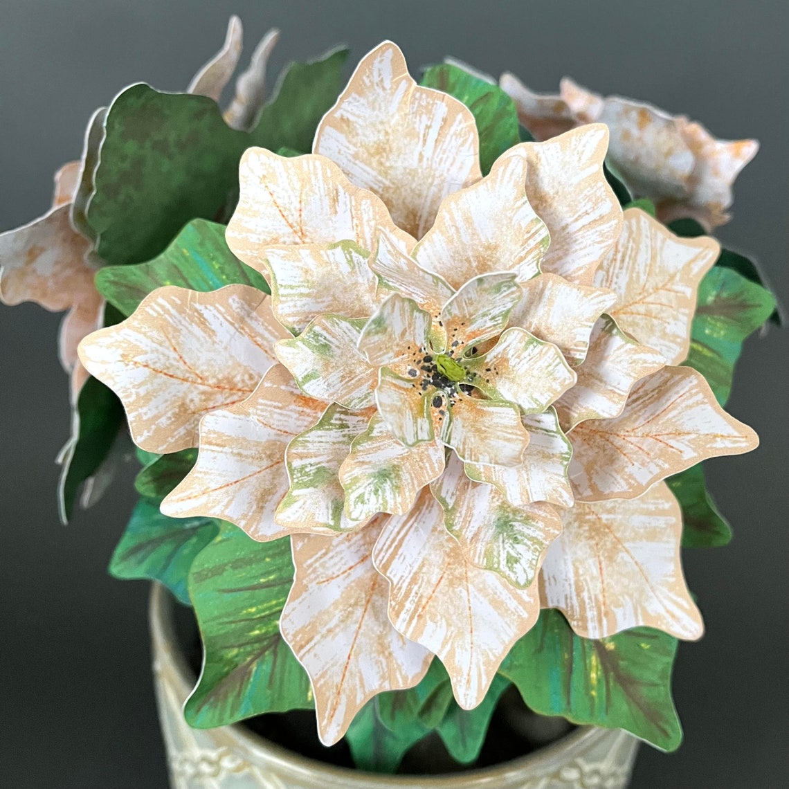 White Paper Poinsettia Plant Printable Templates and Tutorial, Cricut ...