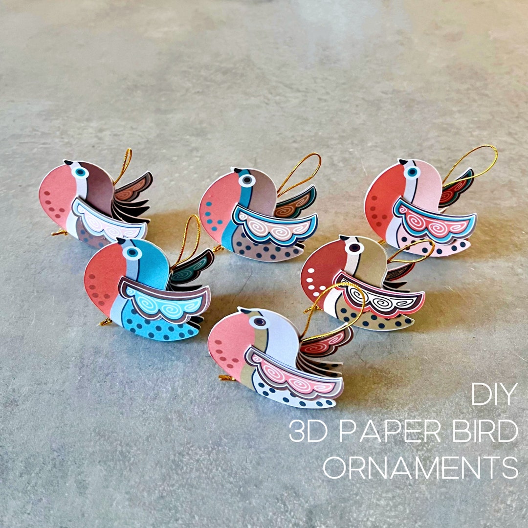 3D Paper Robin Bird Ornaments - Set of 6, Last Minute DIY Easter ...