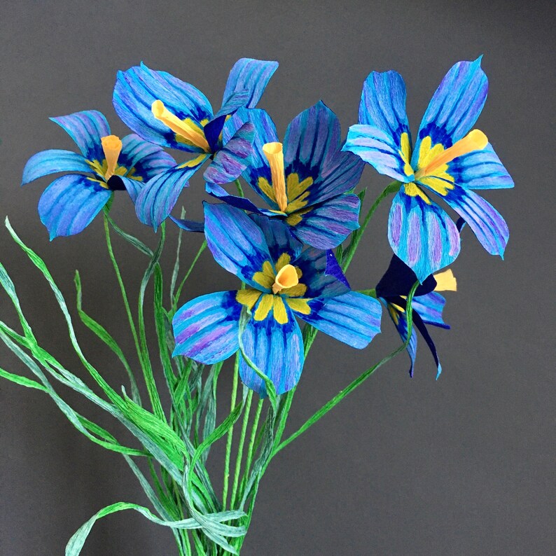 Crepe Paper Blue Wildflower Step by Step Tutorial Templates - Etsy