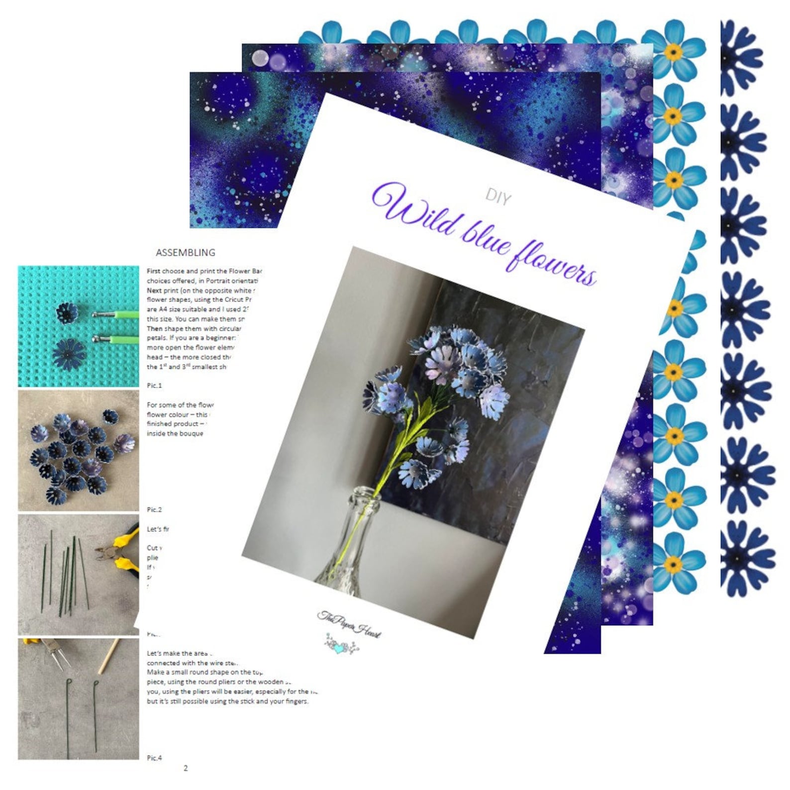 Paper Forget-me-not Bouquet, Wildflower Decoration Templates and ...
