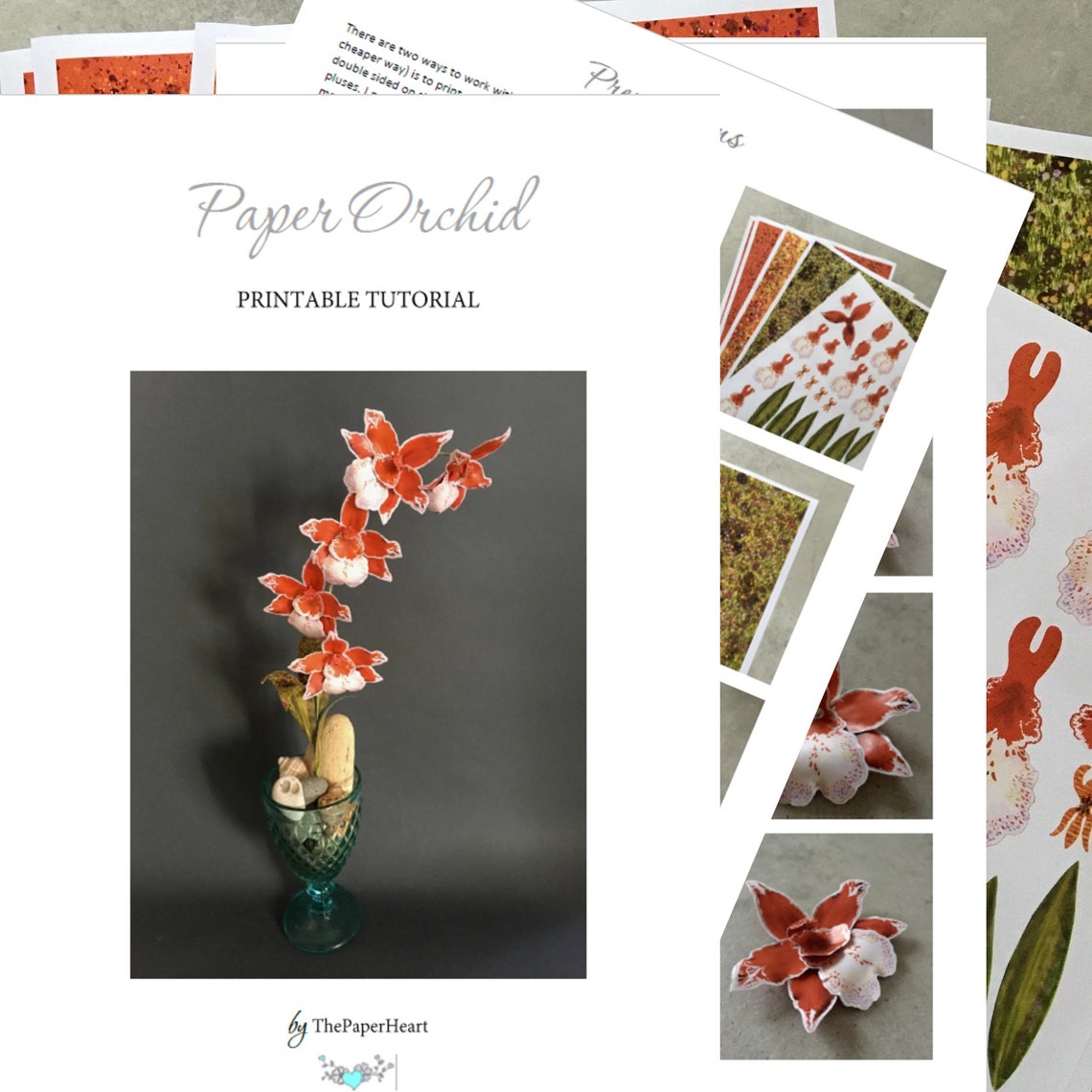 Red Paper Orchid Printable Tutorial Templates - Etsy