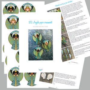 3D Paper Angel Christmas Ornaments: DIY Craft Templates (digital ...