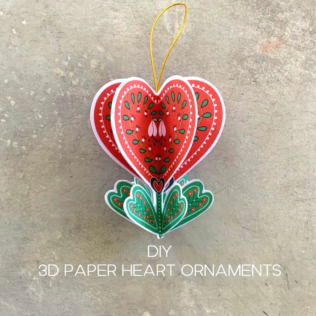 3D Paper Heart Flower Ornaments, Valentine's Day DIY Love Gift Idea ...