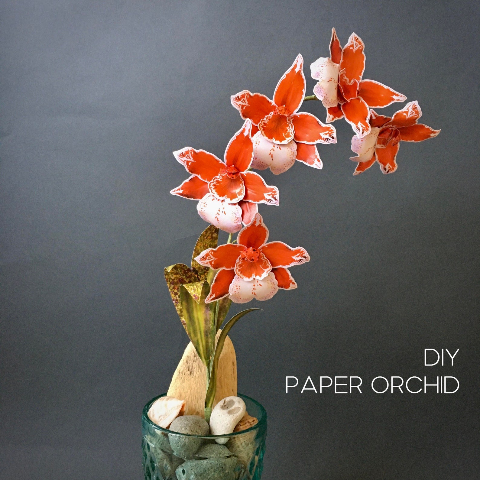 Red Paper Orchid Printable Tutorial Templates, Valentine's Gift for Her ...