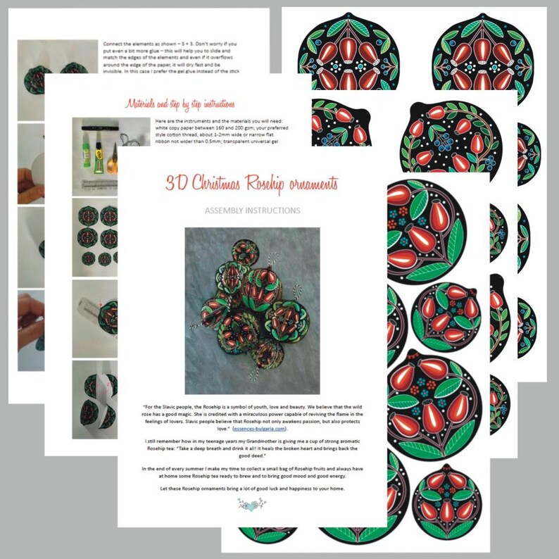 3D Paper Rosehip Christmas Ornaments, Last Minute Space-wise Holiday ...