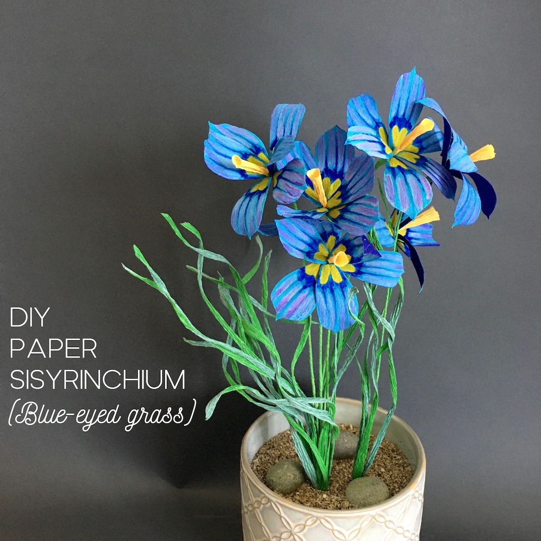 Crepe Paper Blue Wildflower - Step by Step Tutorial + Templates - Etsy