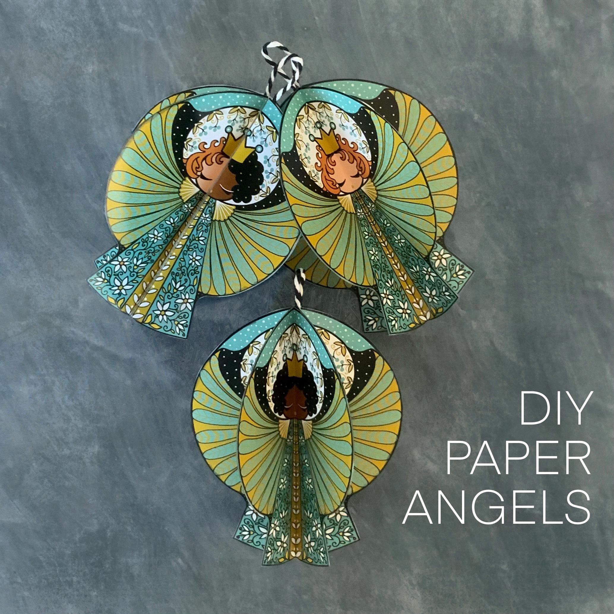 3D Paper Angel Christmas Ornaments: DIY Craft Templates (digital ...