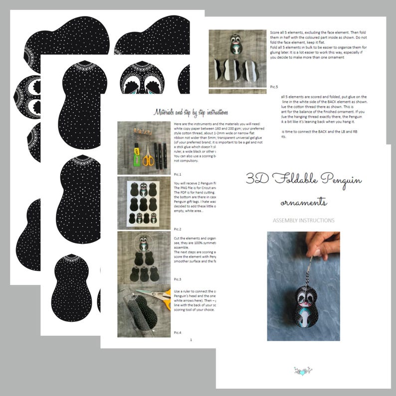 3D Paper Penguin Ornament, DIY Printable Christmas Tree Decoration ...