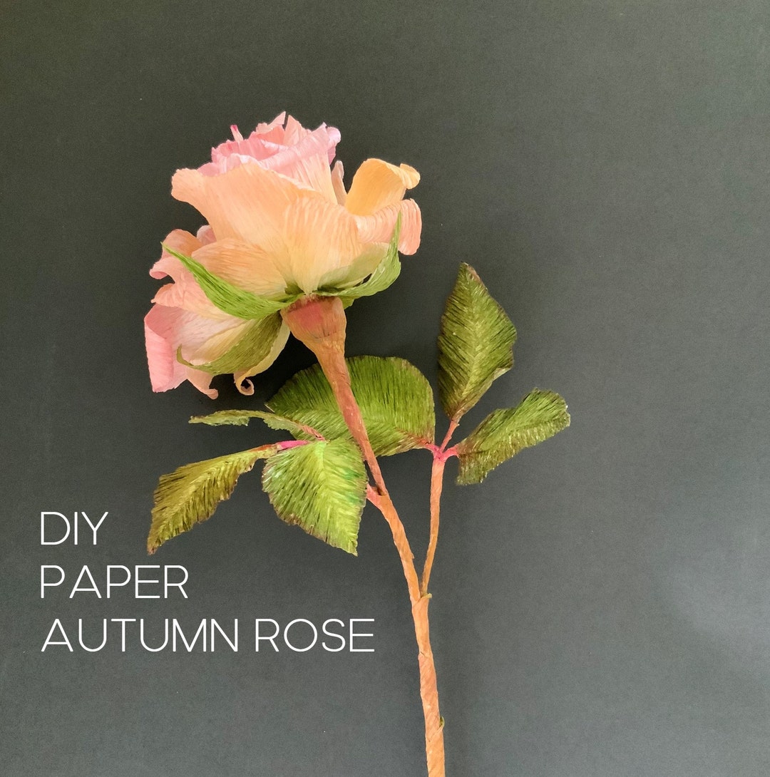 Crepe Paper Autumn Rose Printable Tutorial and Templates, Flower Files ...