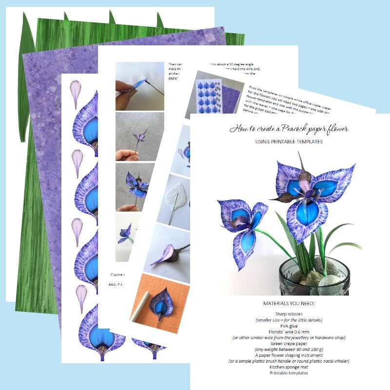 Paper Blue Iris Flower - Printable Templates and Assembly Instructions ...