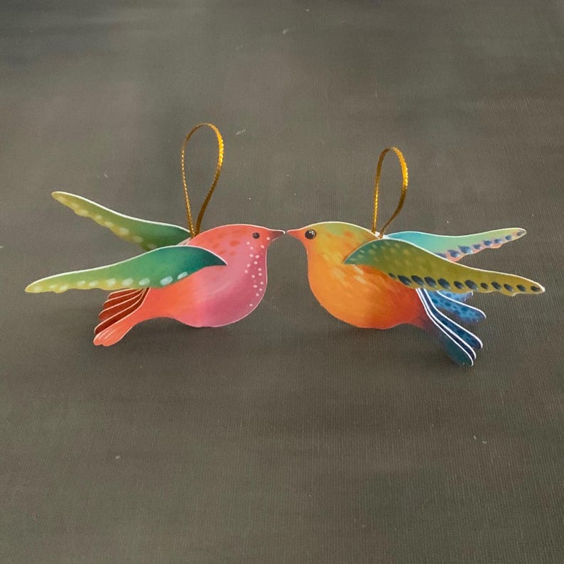 3D Paper Birds Ornaments, Set of 2, Family Craft Supply (digital ...