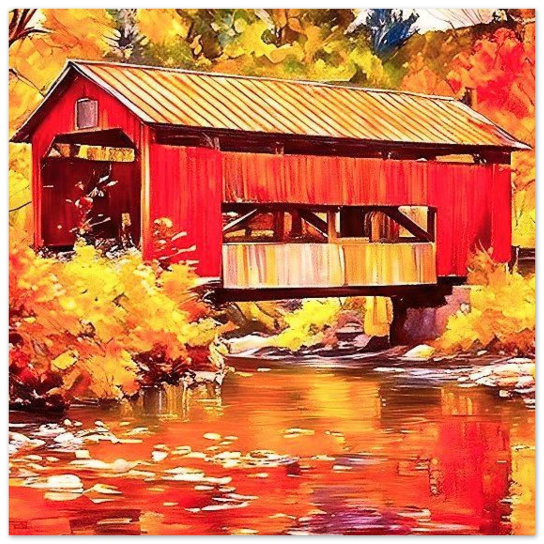 Vermont Red Covered Bridge Classic Semi-glossy Paper Poster - Etsy