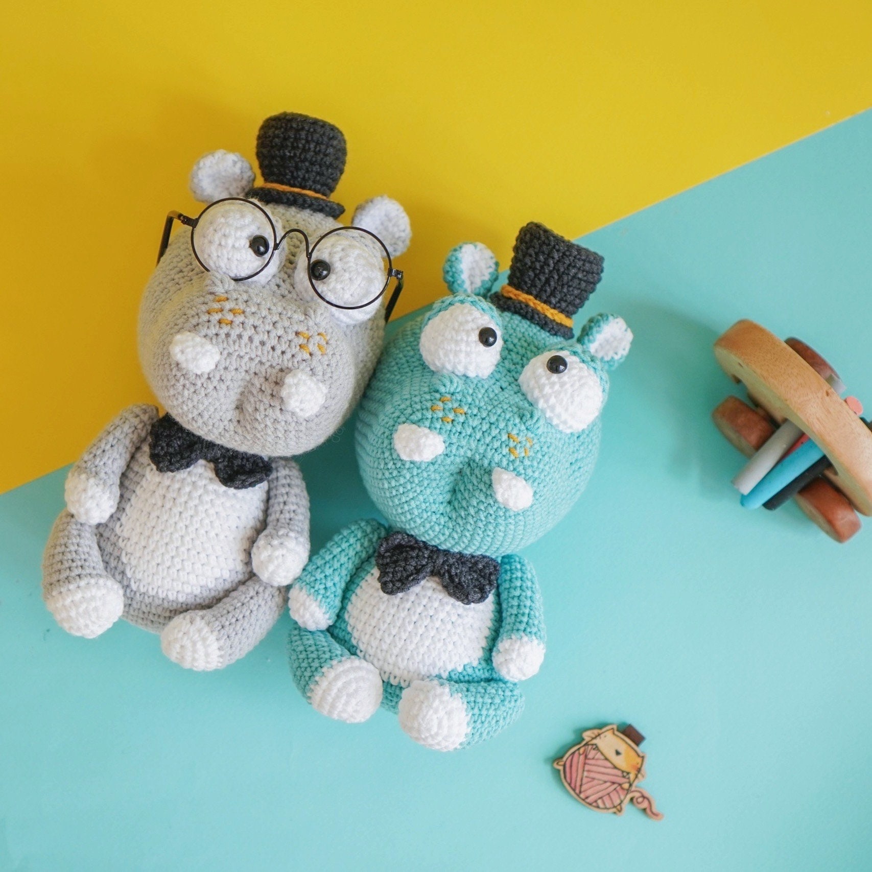 Professor the Hippo amigurumi Crochet Pattern by Aquariwool | Etsy