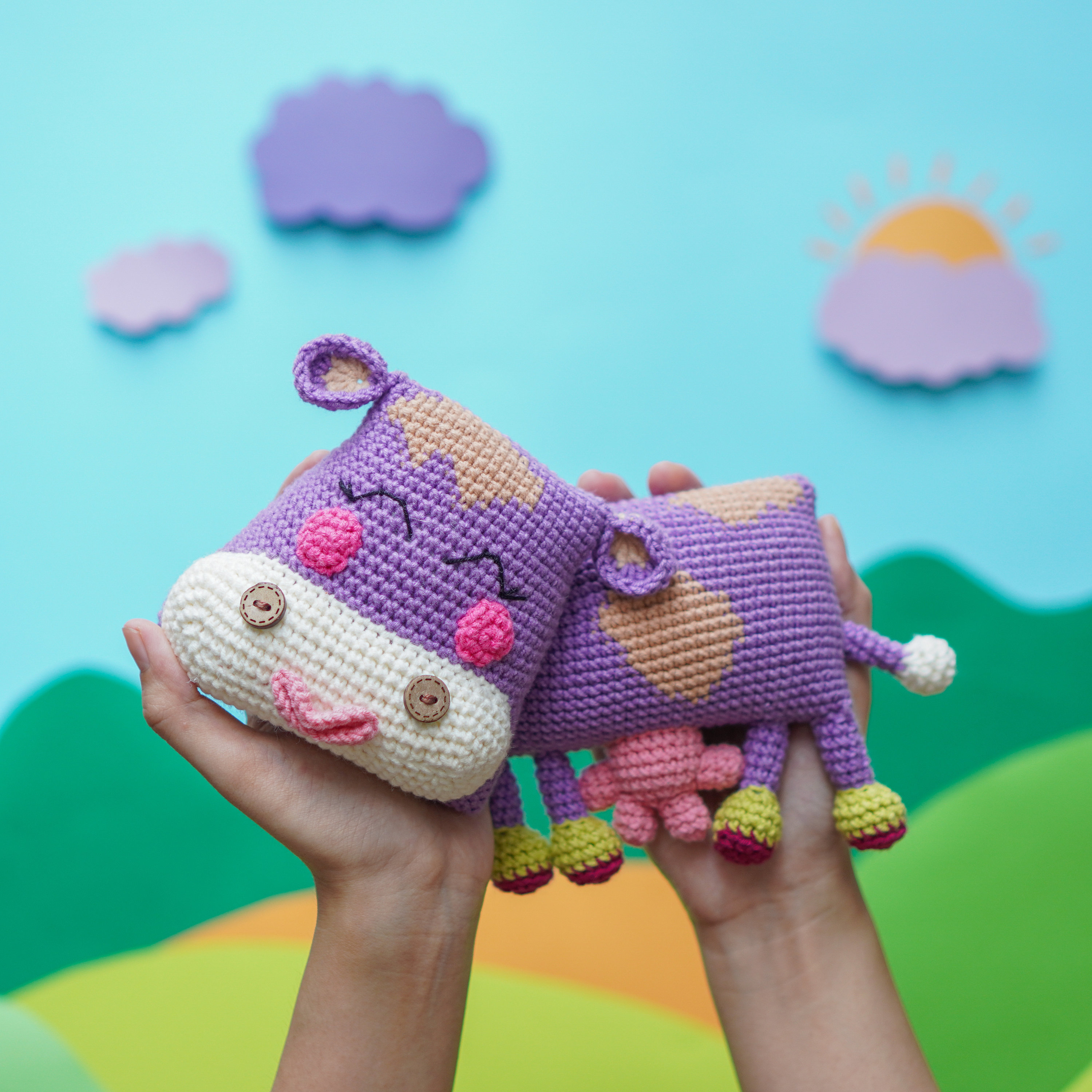 Flat Cows: Calf & Mommy Cow amigurumi Crochet PDF Pattern by - Etsy UK