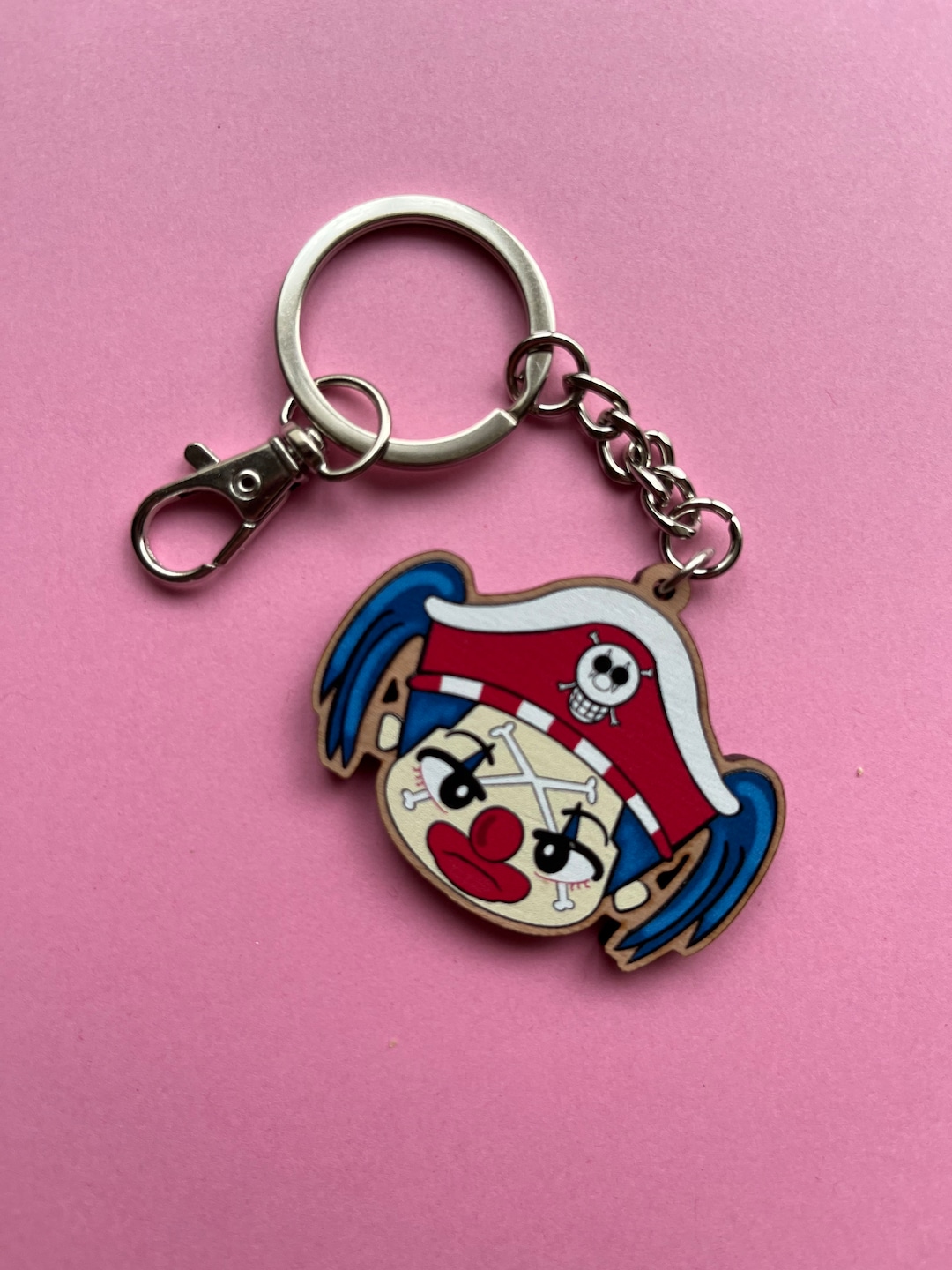 Eco Friendly Wooden Cute Pirate Clown Keychain Key Ring Bag Charm - Etsy
