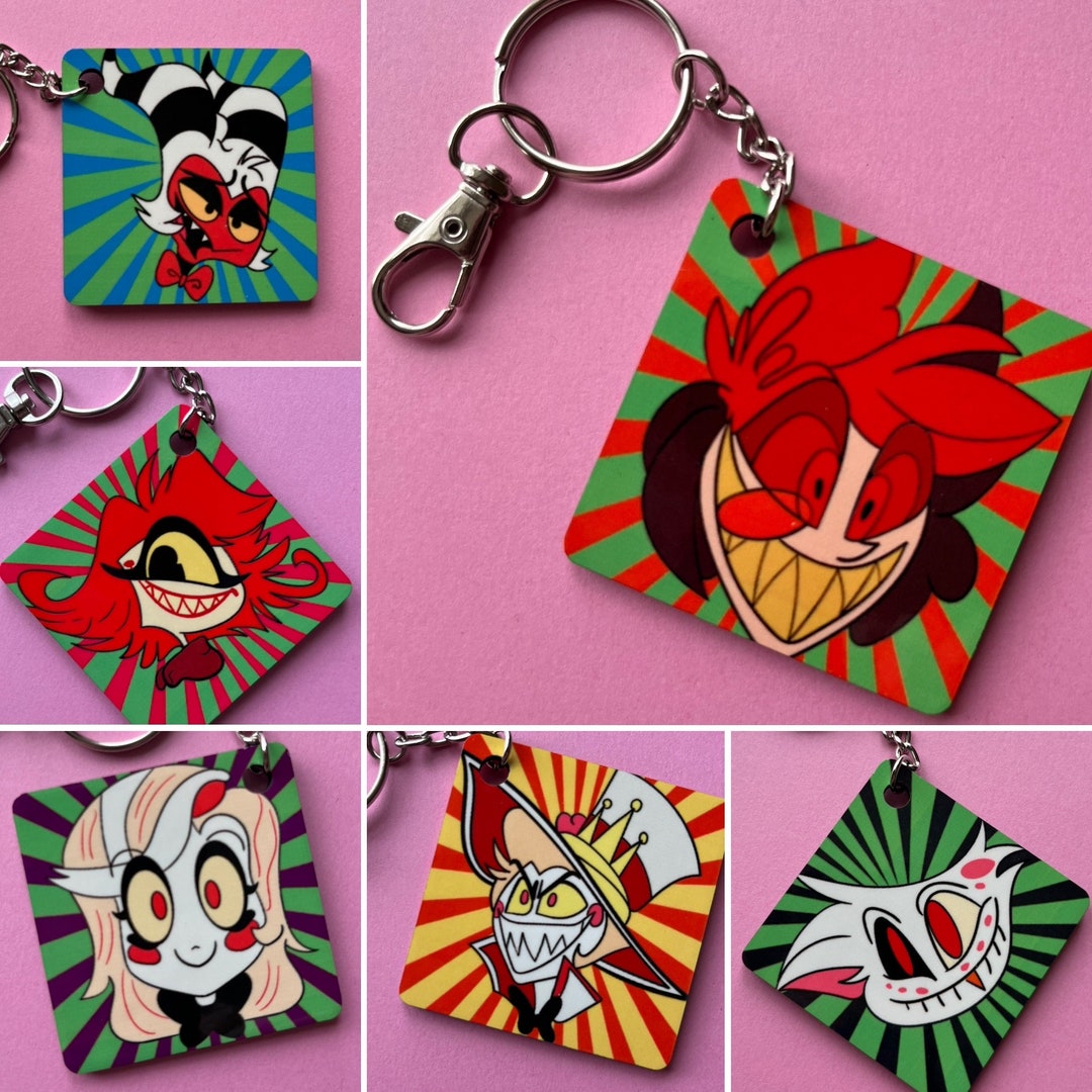 Hotel Hazbin Angel Dust Alastor Niffty Charlie Lucifer Crimson Keychain ...