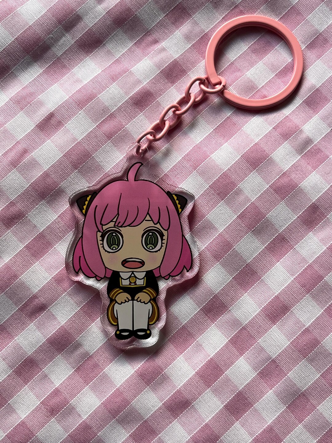Double-sided Anime, Manga Cartoon Acrylic Keychain and Keyring of Pink ...