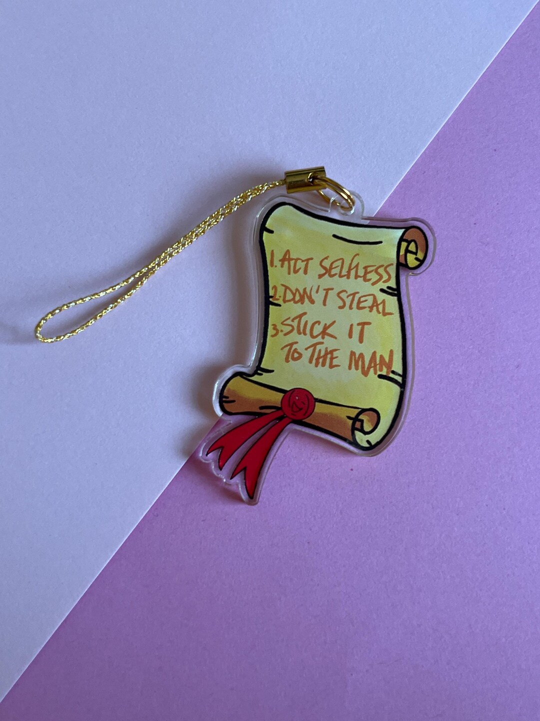 Hazbin Hotel Adam Scroll Double Sided Acrylic Heaven Rules Phone Charm ...