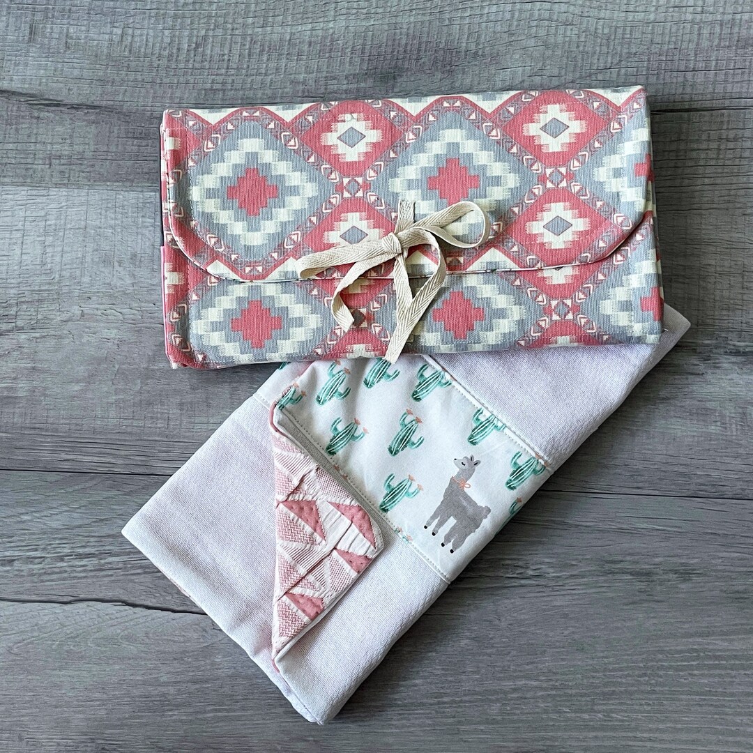 Lama Boho Baby Gift Set diaper Clutch and Burp Cloth - Etsy