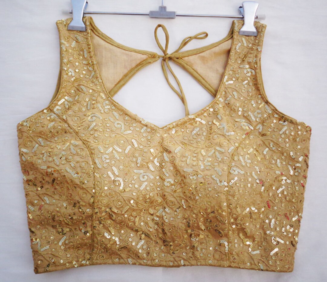 Readymade Embroidery Blouse With Golden Embroidery Saree Top Sari Top ...