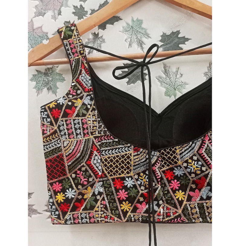 Multi Colour Sweetheart Neck Designer Heavy Embroidery & Sequins Blouse ...