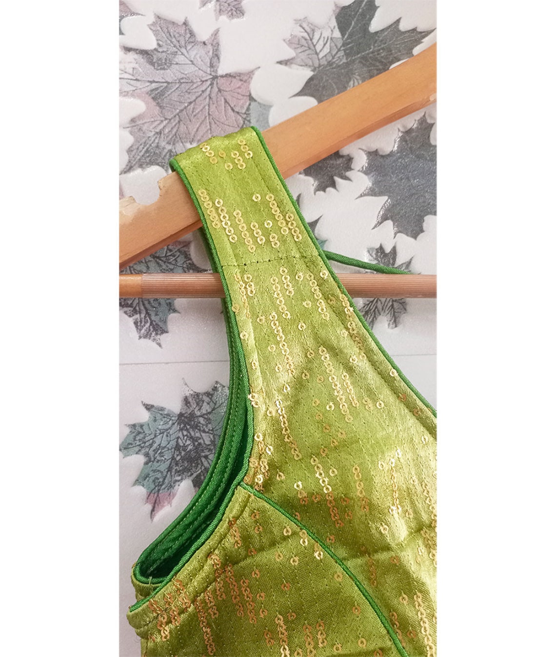 Cardamom Green Saree Blouse - Sequins Mehendi Wear ,wedding Wear Attire ...