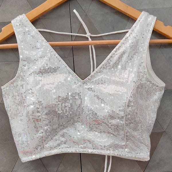 Silver Sequin Blouse - Etsy