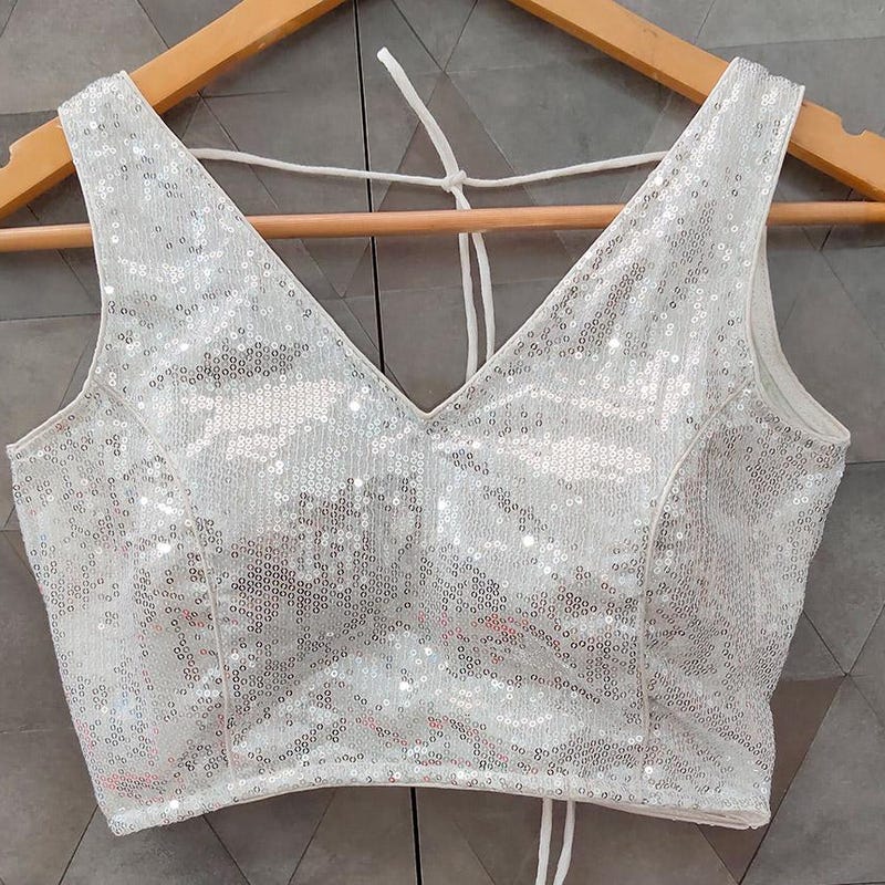 Silver Sequin Blouse - Etsy