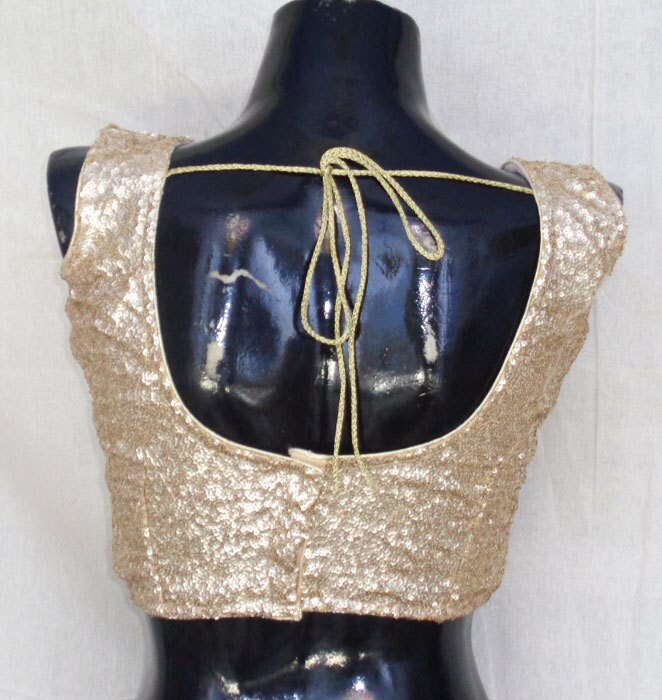 Light Gold Color Sequin Designer Blouse saree Blouse sari - Etsy