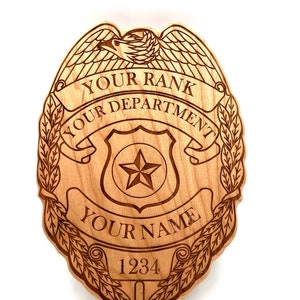 Police Law Enforcement Badge Shield Cherry Wood Plaque Personalized ...
