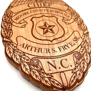 Police Law Enforcement Badge Shield Cherry Wood Plaque Personalized ...