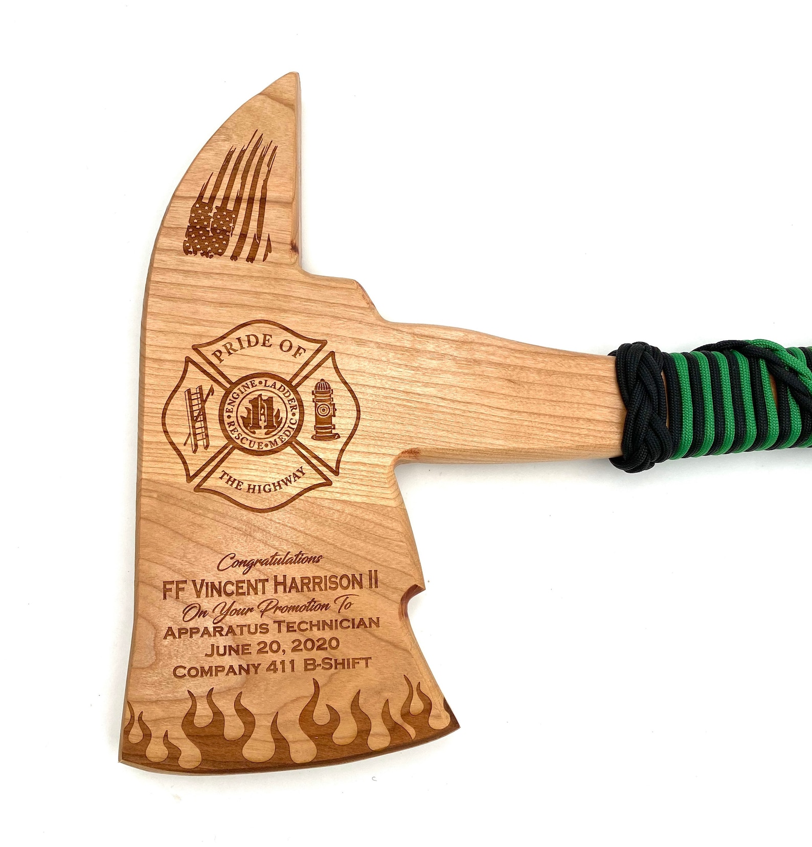 Firefighter Axe Award Gift Custom Laser Engraved-cherry Wood - Etsy