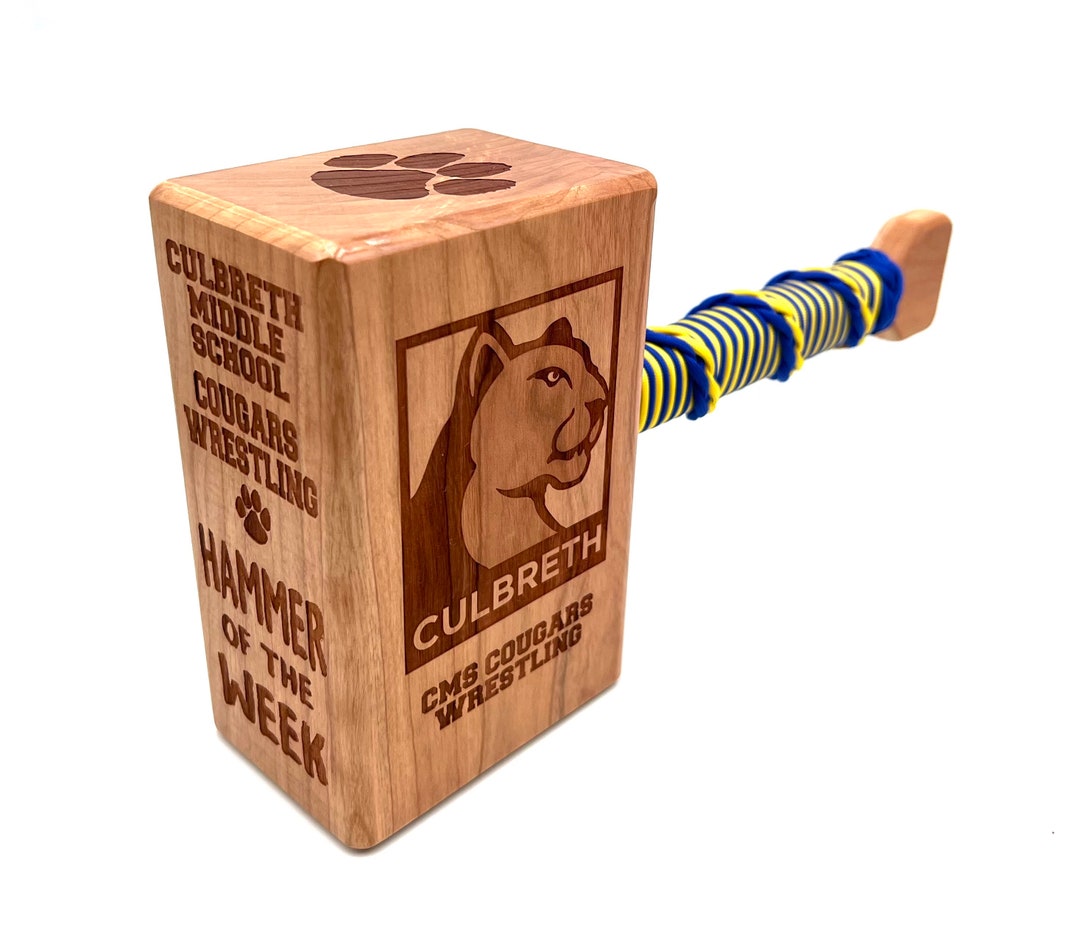 Wrestling Thor Hammer Award Custom Personalized Laser Engraved Cherry ...