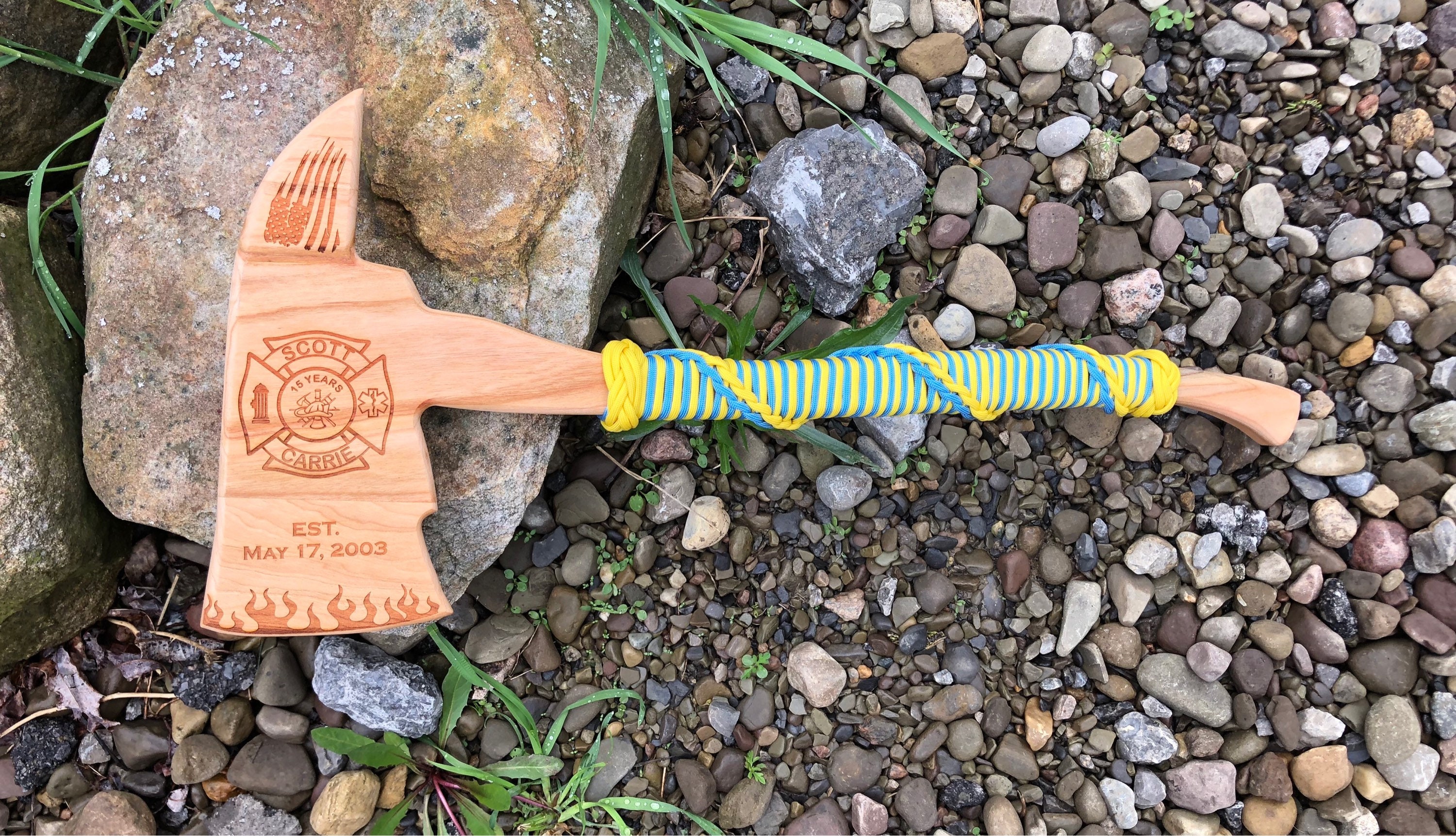 Firefighter Axe Cherry Wood Custom Laser Engraved | Etsy