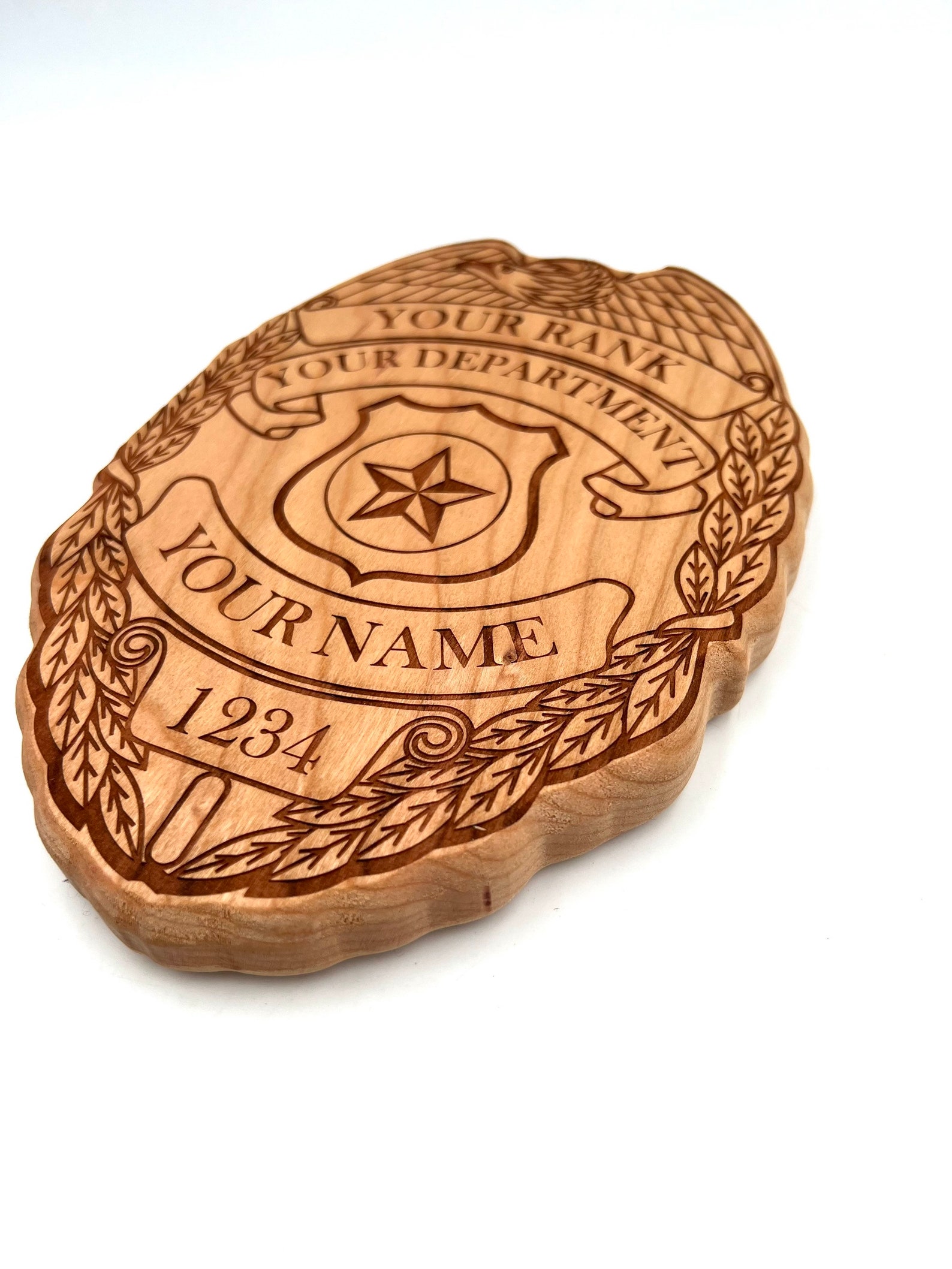 Police Law Enforcement Badge Shield Cherry Wood Plaque - Etsy