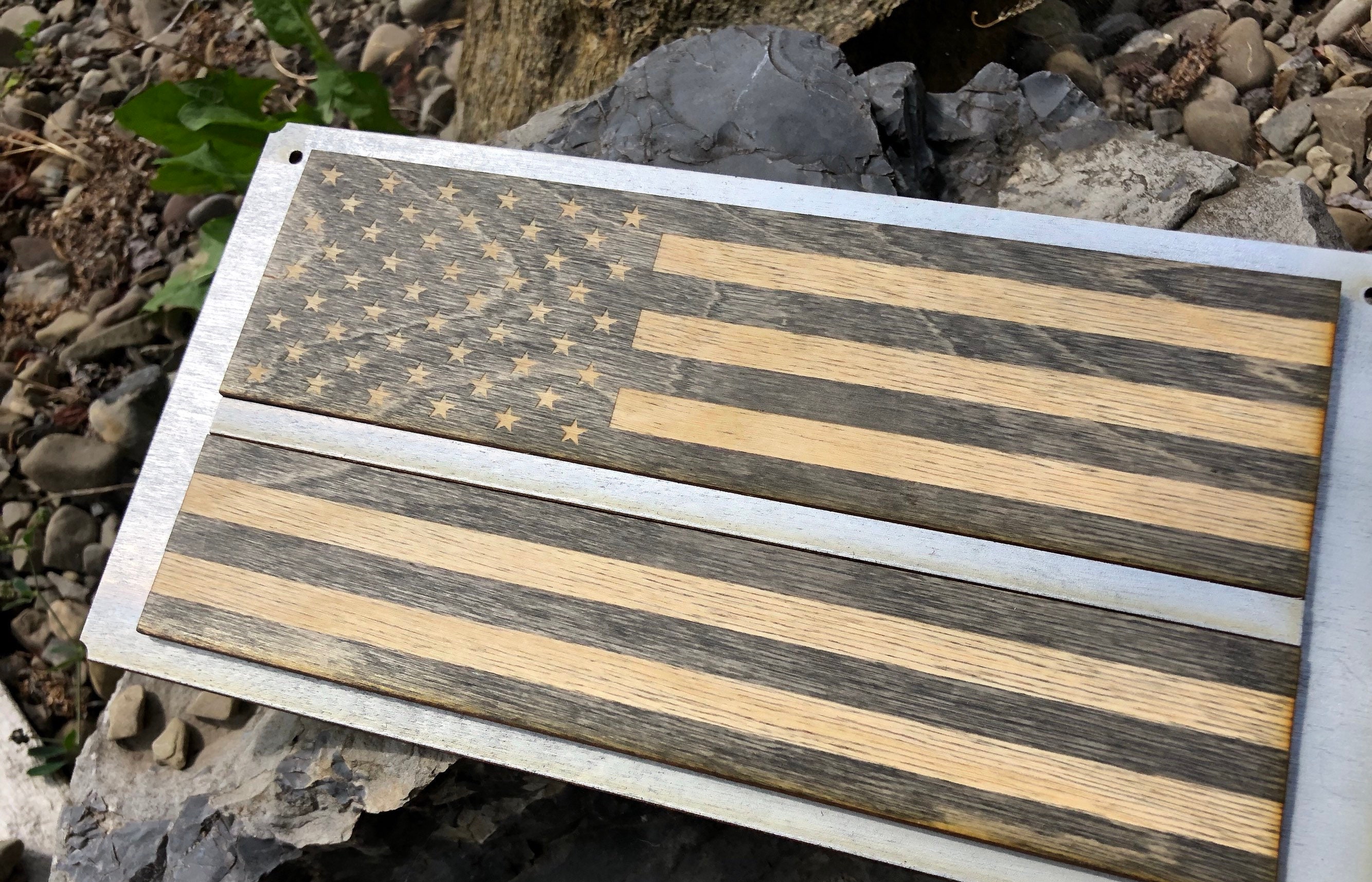 Thin Silver Line Correctional Officer Wood Flag Laser Engraved Etsy